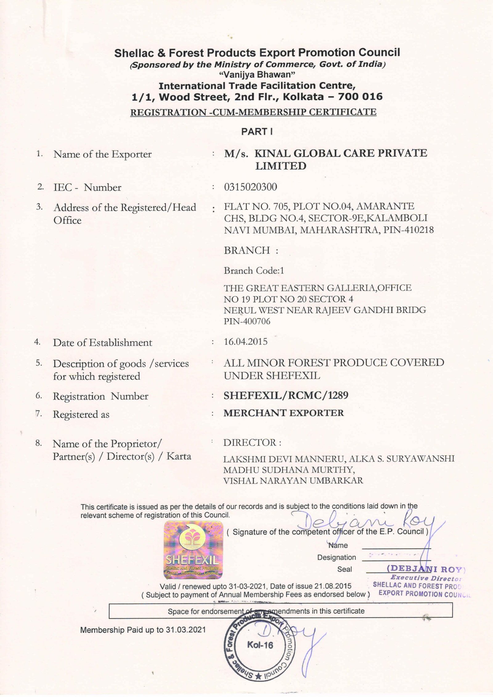 Certificates – Kinal Global Care